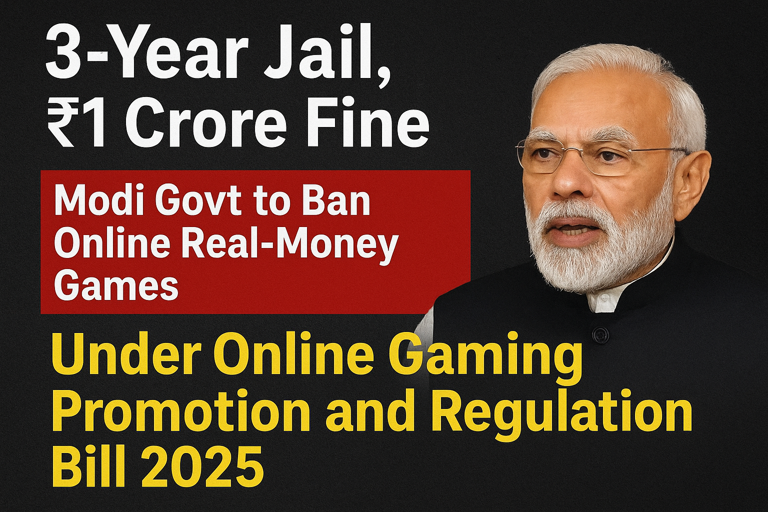 3-Year Jail, ₹1 Crore Fine: Modi Govt to Ban Online Real-Money Games ...