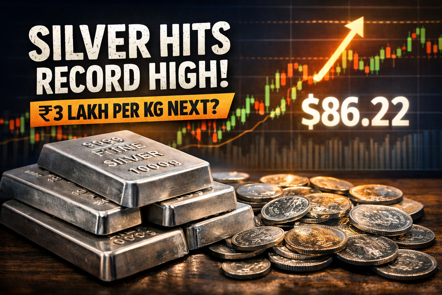 Silver Rate Today Hits Record High in India — Can Silver Touch ₹3 Lakh per Kg in 2026?